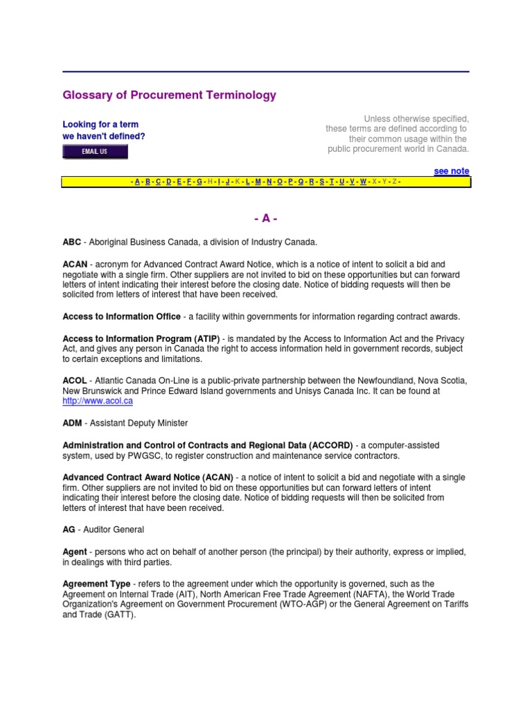 Glossary of Procurement Terminology | PDF | Request For Proposal ...
