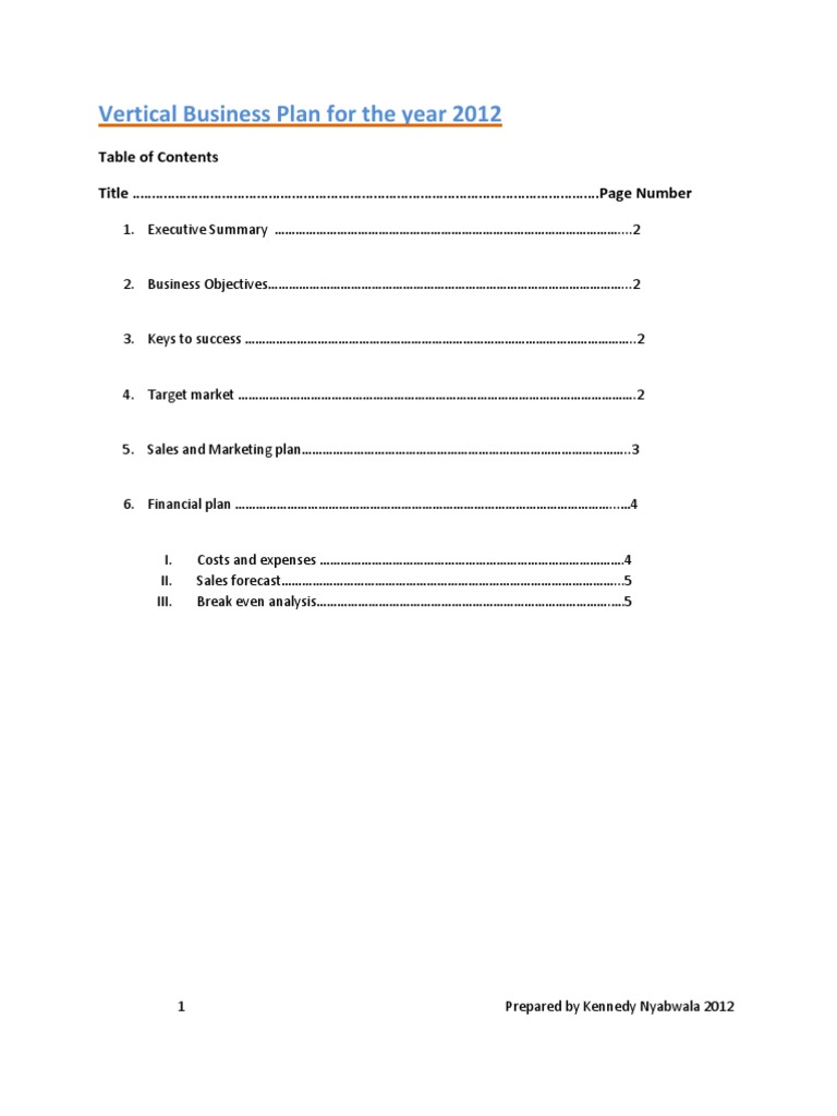 2012 Vertical Business Plan Overview | PDF | Online And Offline ...