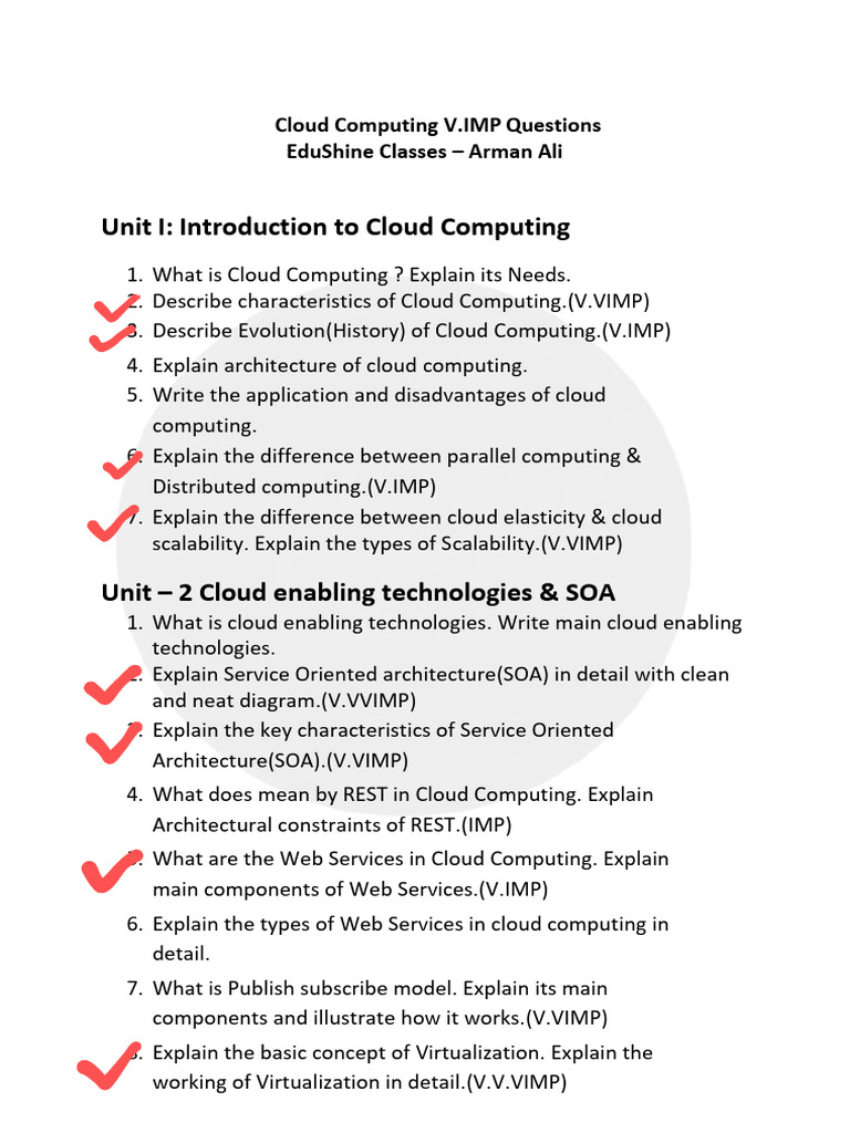 Cloud Computing All Unit IMP Ques | PDF | Cloud Computing | Virtualization