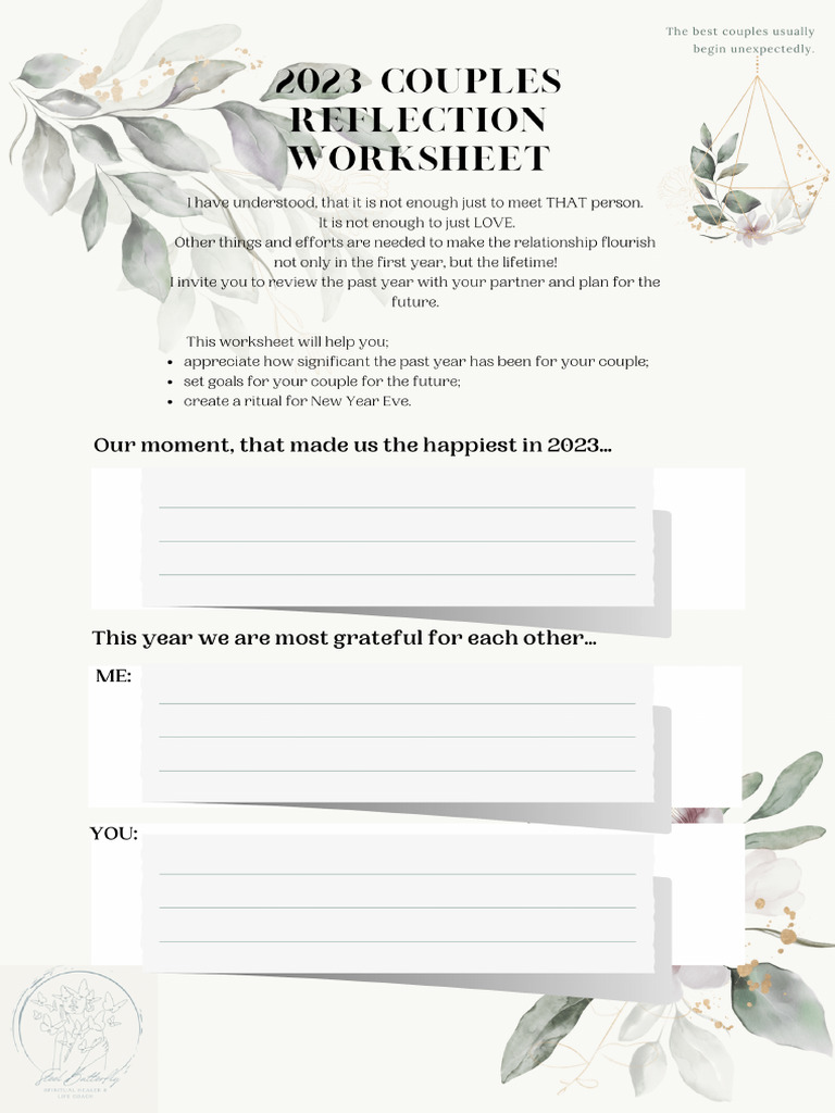 2023 Couples Reflection Worksheet | PDF