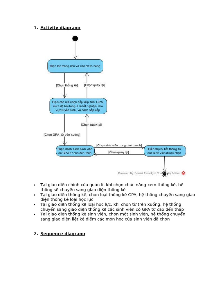 Activity + Sequence Diagram Thống Kê Điểm GPA | PDF