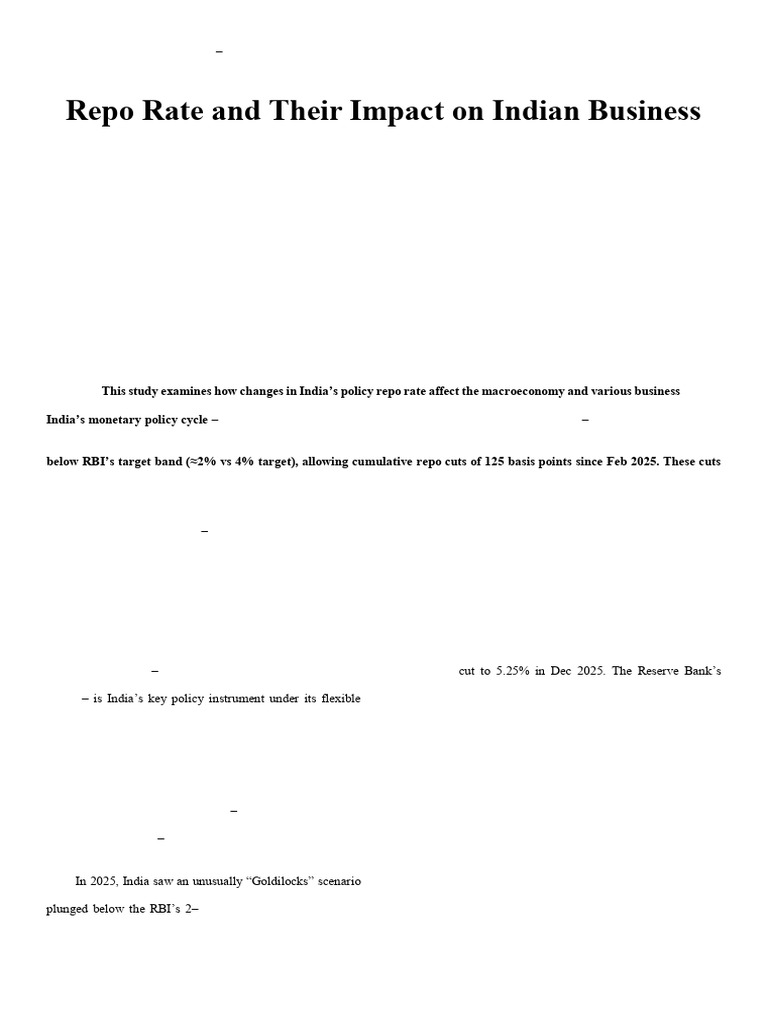 Repo Rate and Their Impact on Indian Business | PDF | Inflation ...