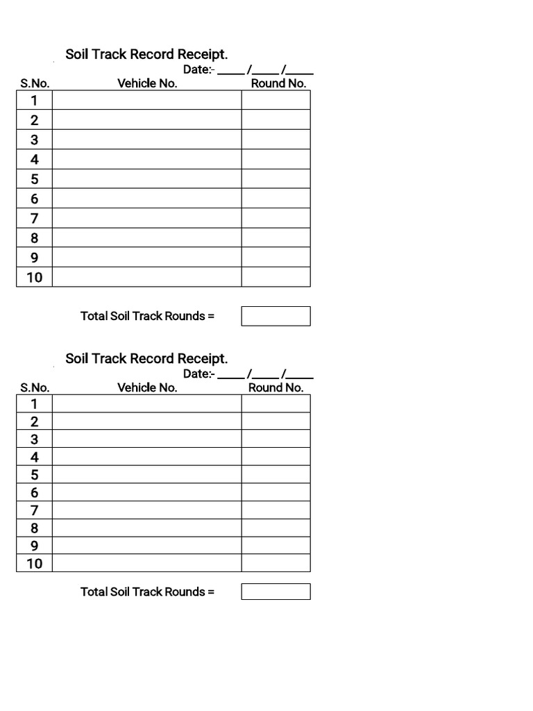 Soil Track Record Receipt Template | PDF