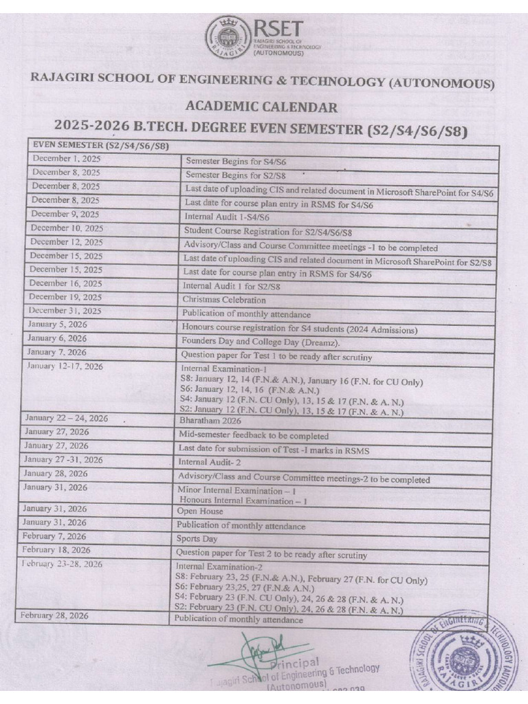 Academic Calender | PDF