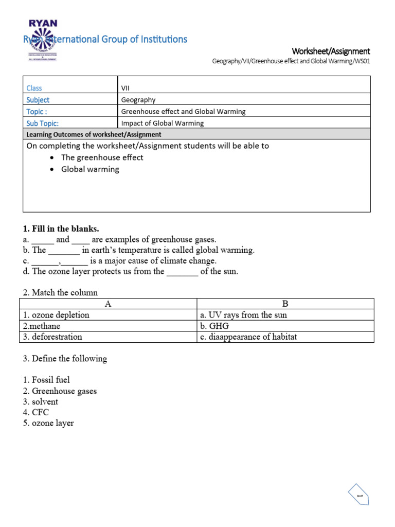 Greenhouse Effect - Worksheet - PDF - Ic37308 | PDF