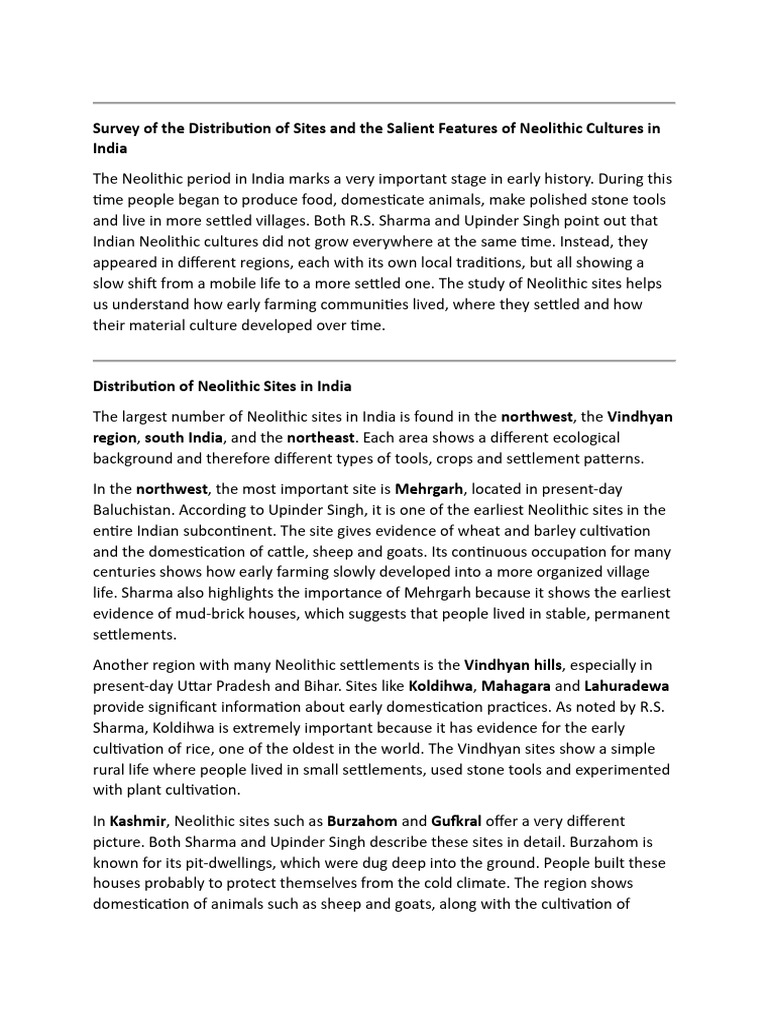 Neolithic Cultures and Sites in India | PDF | Neolithic | Agriculture