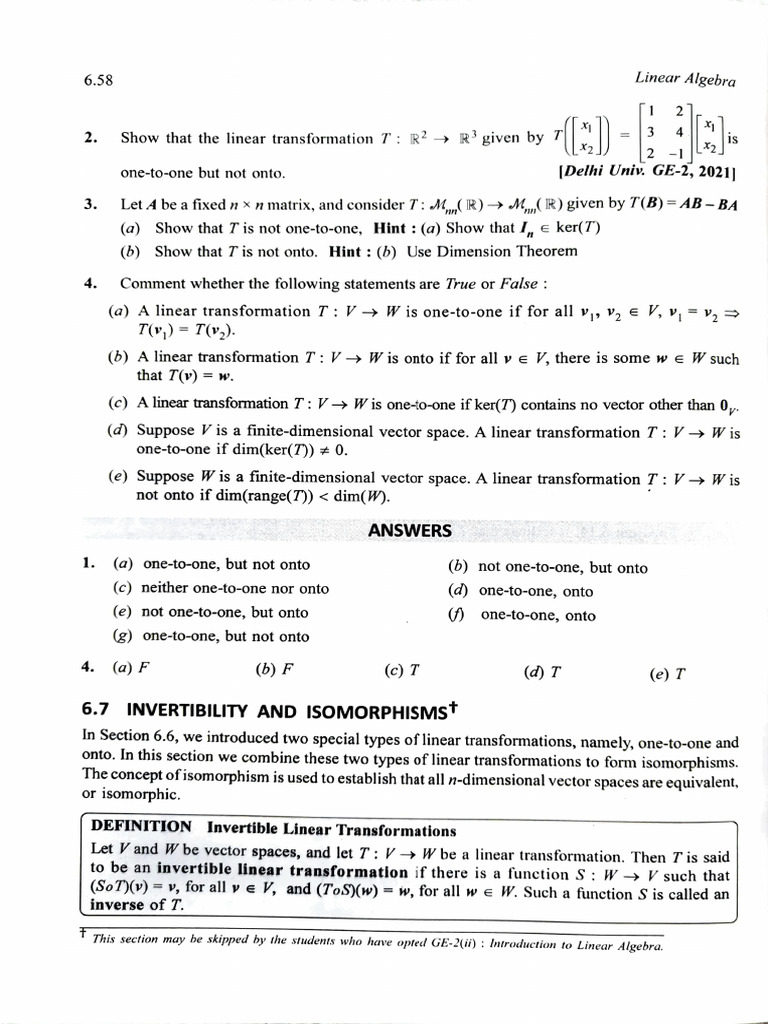 2.4 Linear Algebra (1) | PDF | Linear Map | Vector Space