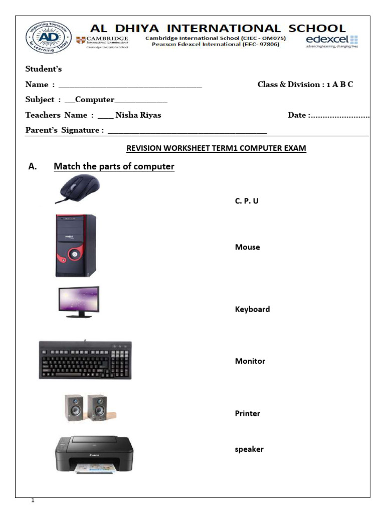 Computer Exam Revision Worksheet | PDF