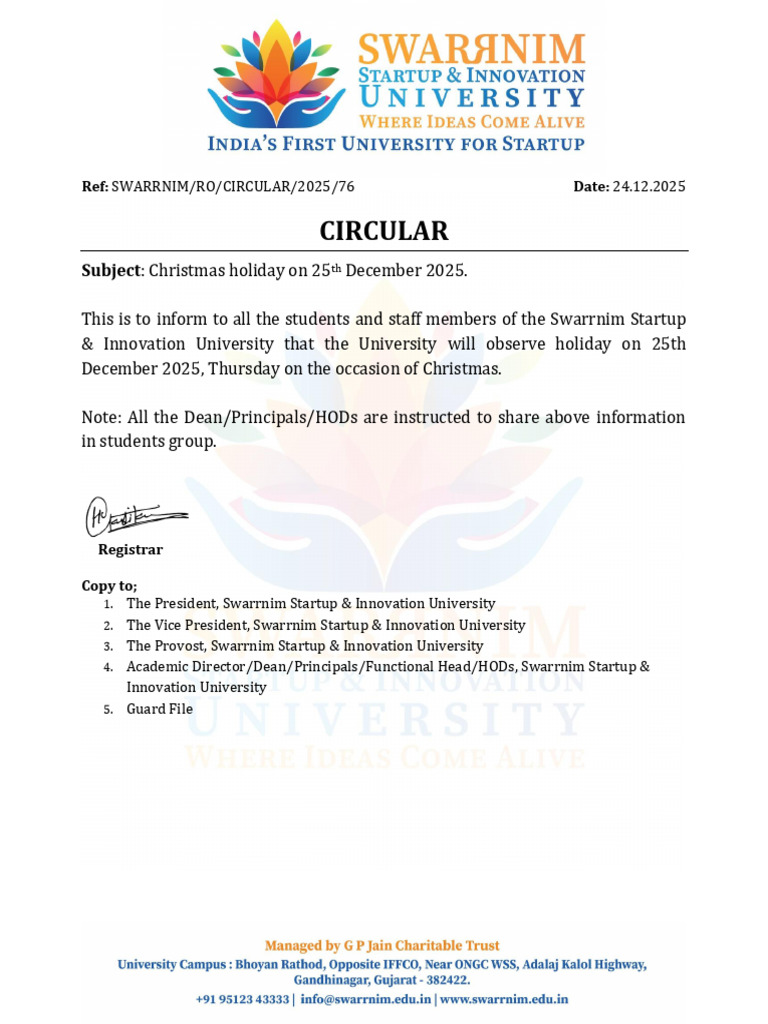 Circular 76 - Christmas Holiday | PDF