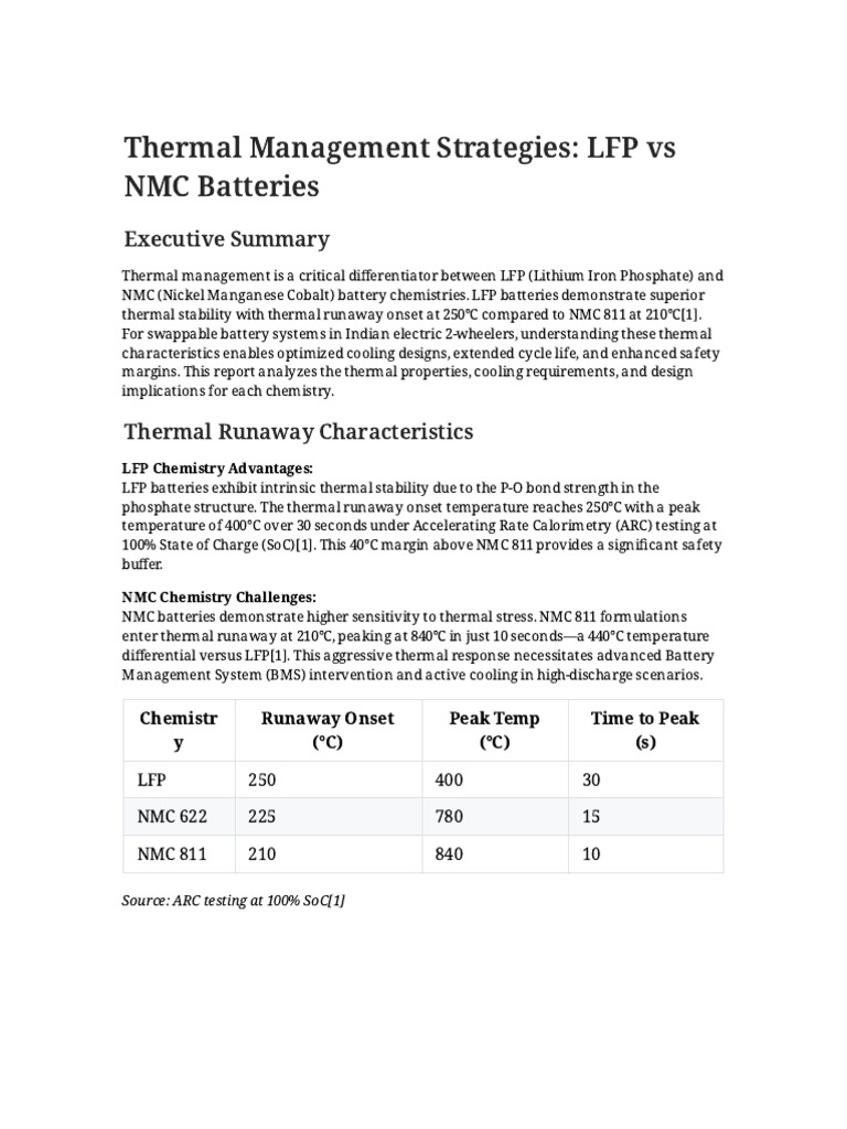 LFP vs NMC Battery Thermal Management | PDF | Physical Sciences ...
