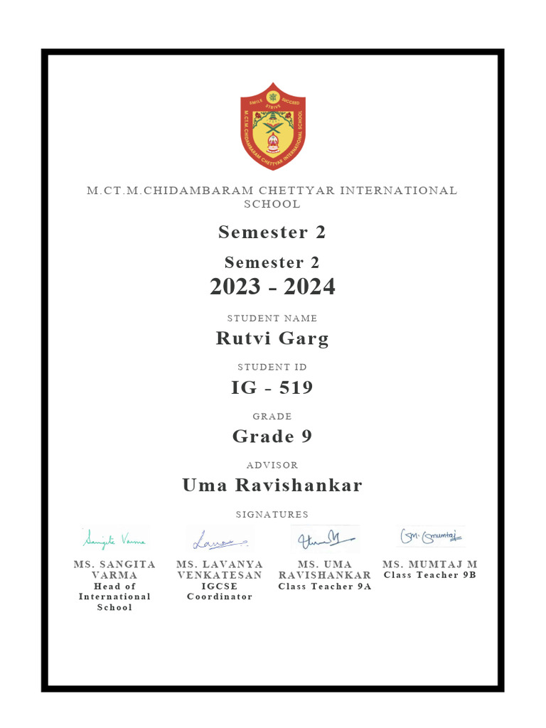 Grade 9 Final Examination Report Card | PDF | Homework | Teachers