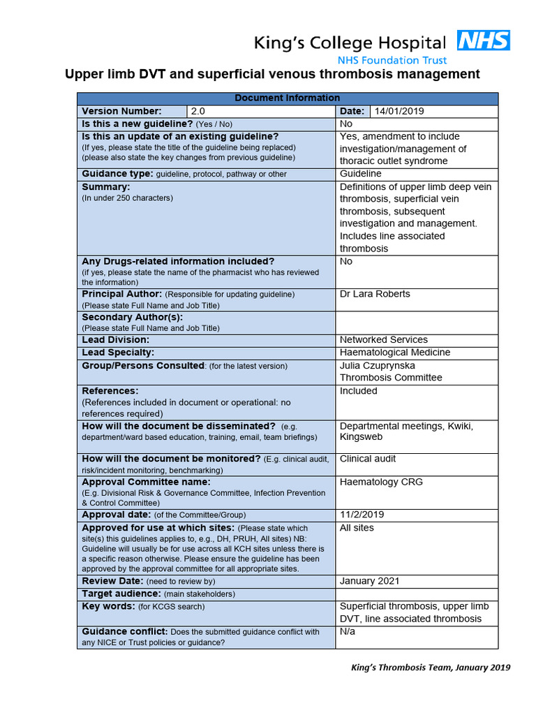 Superficial_vein_thrombosis_and_upper_limb_DVT_management_ | PDF ...