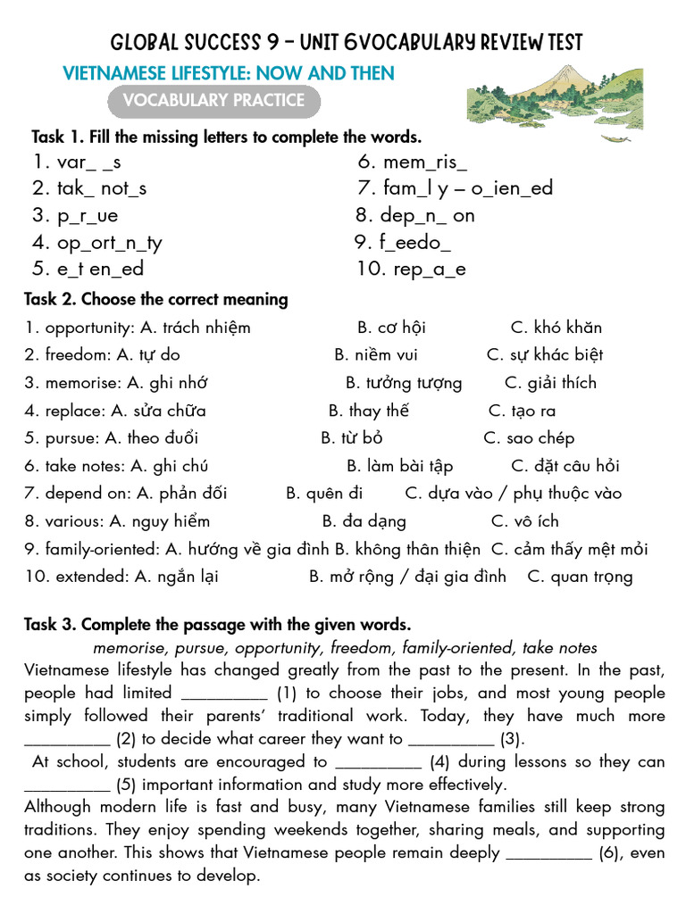Gs9 Unit6 Vocabulary Review | PDF