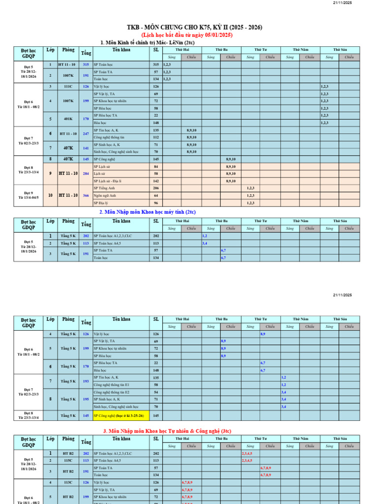 TKB-MÔN-CHUNG-KÌ-2-25-26 | PDF