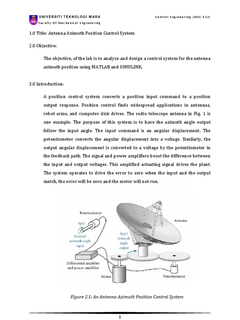 Antenna Azimuth Controller Design | PDF | Control Theory | Applied ...