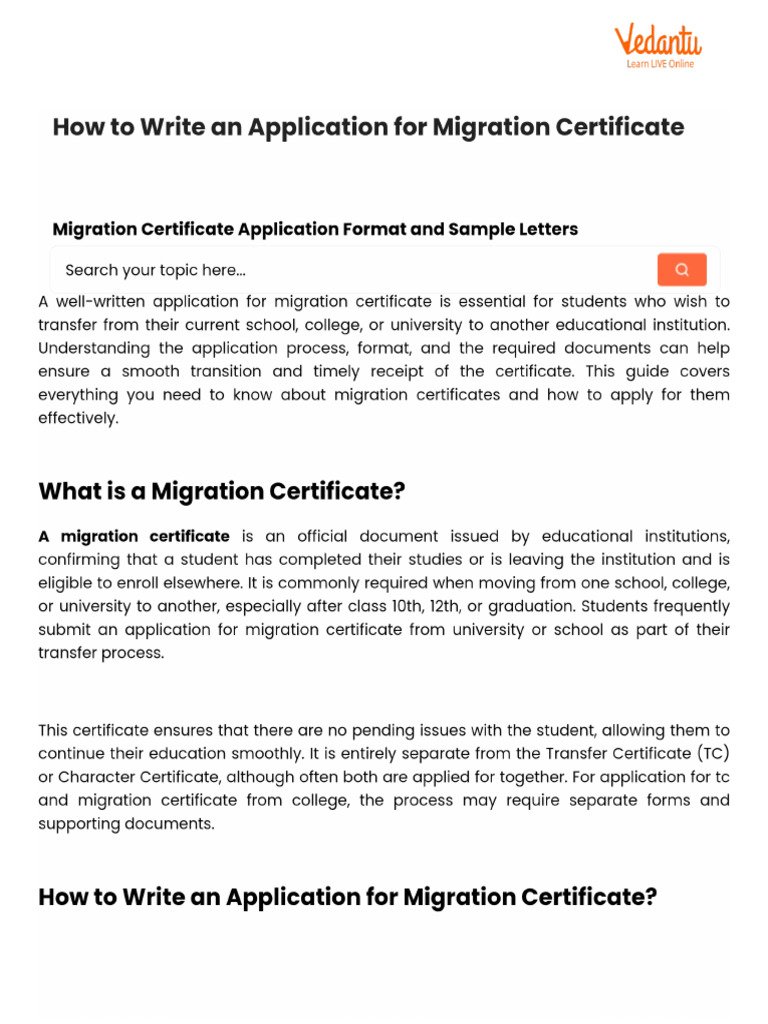 How To Write An Application For Migration Certificate | PDF