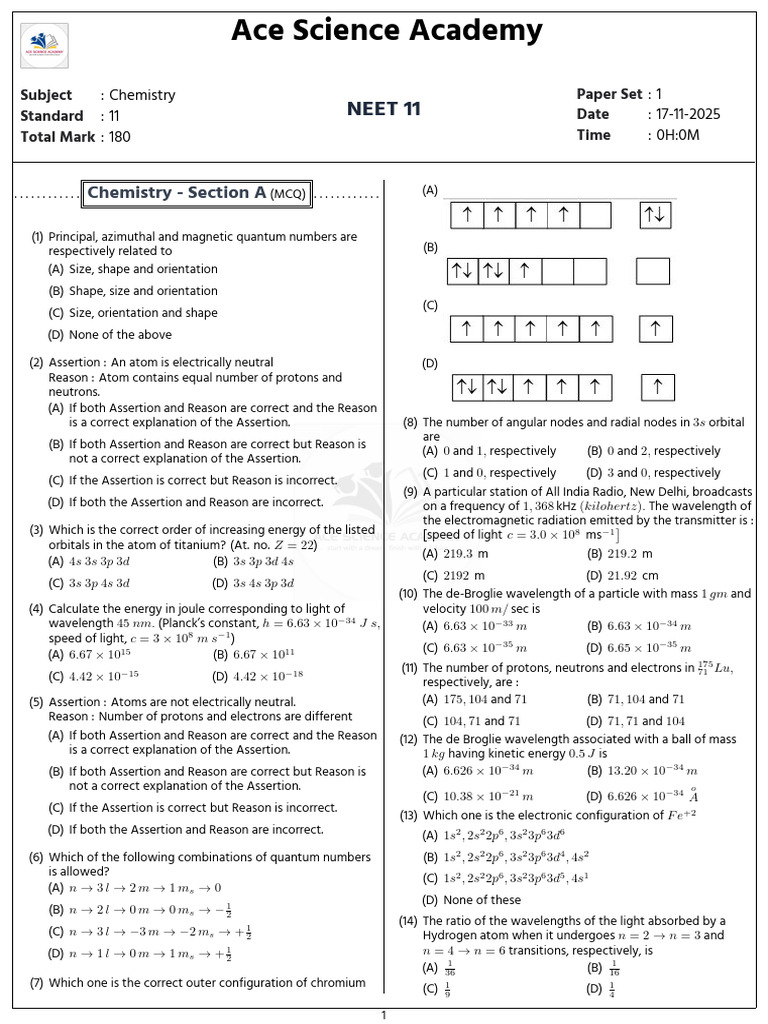 Chem Paper Atomic 2 | PDF | Electron Configuration | Atomic Orbital