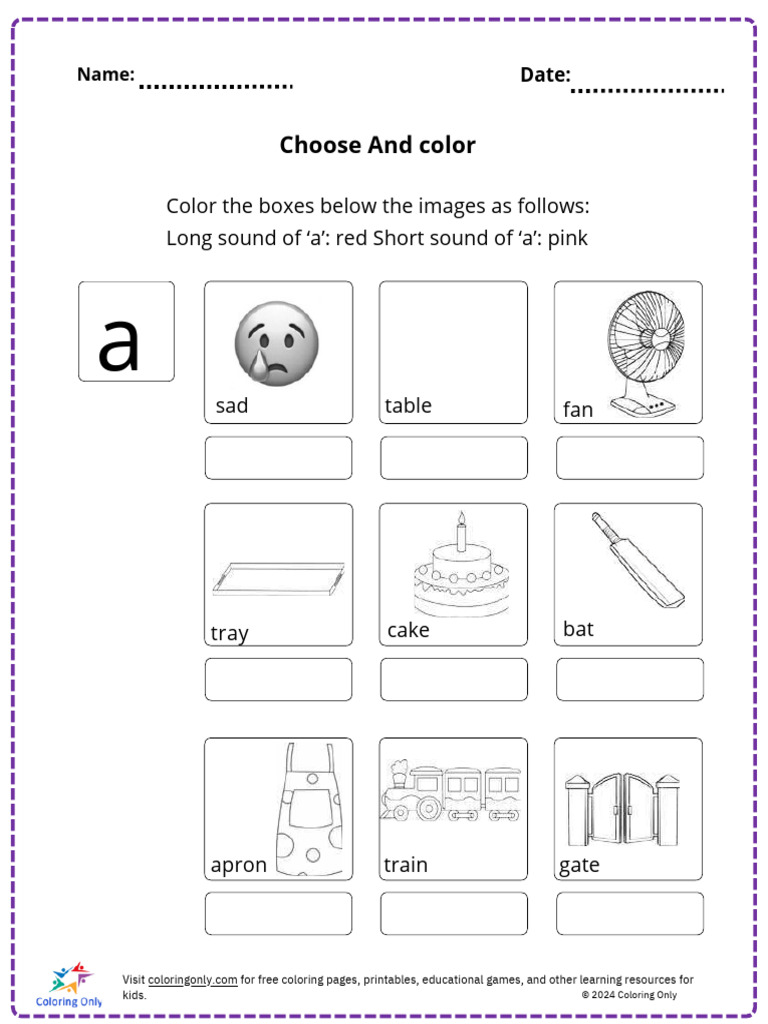 Choose and Color Free Printable Worksheet | PDF