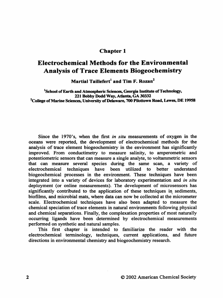 Electrochemical Analysis of Trace Elements | PDF | Physical Sciences ...