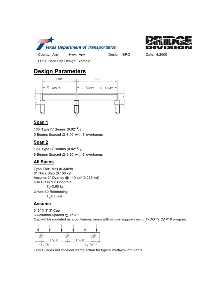 TxDOT LRFD Bent Cap Design | Download Free PDF | Structural Load ...
