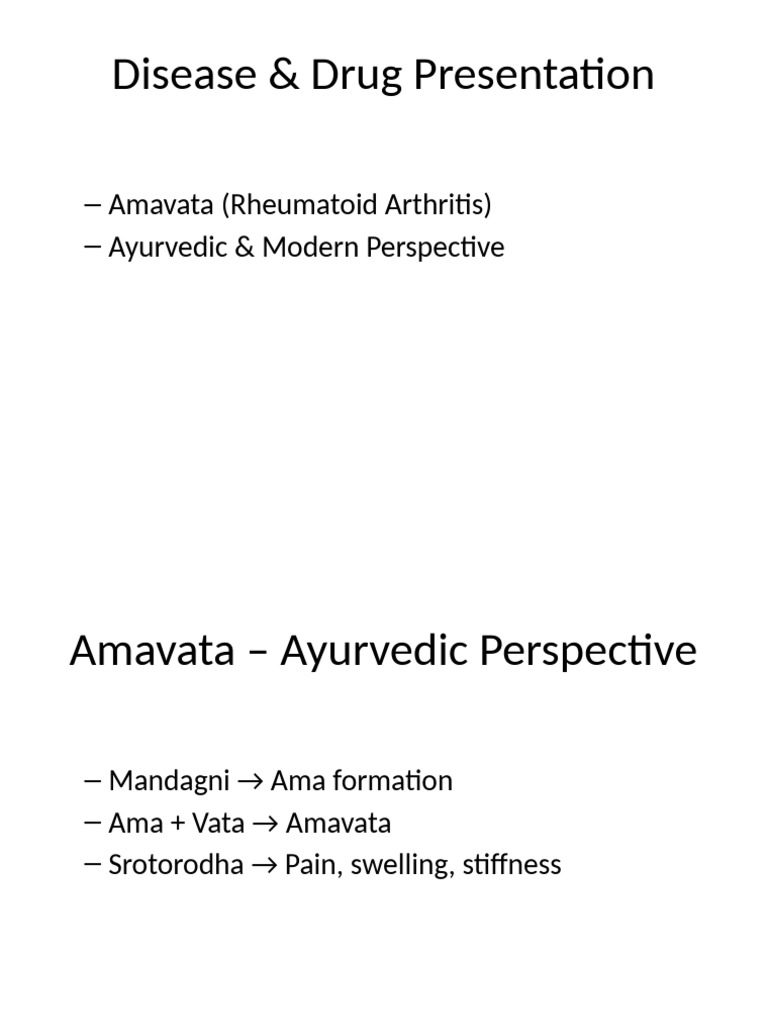 Disease Drug Amavata RA Presentation | PDF