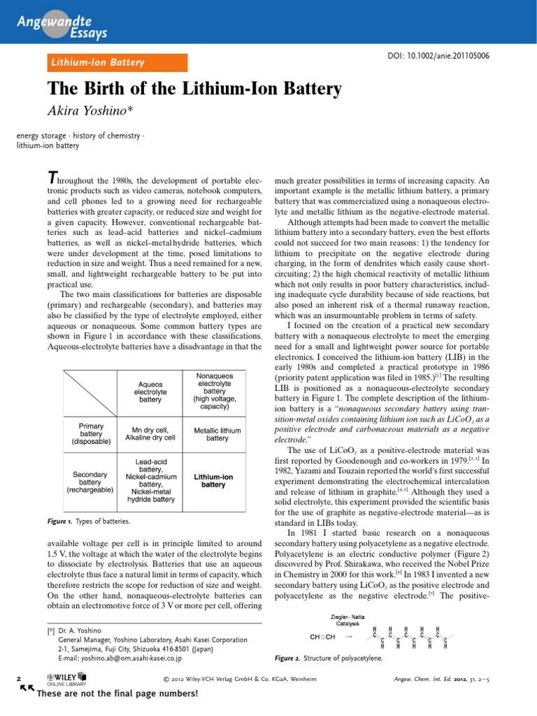 Invention of the Lithium-Ion Battery | PDF | Lithium Ion Battery ...