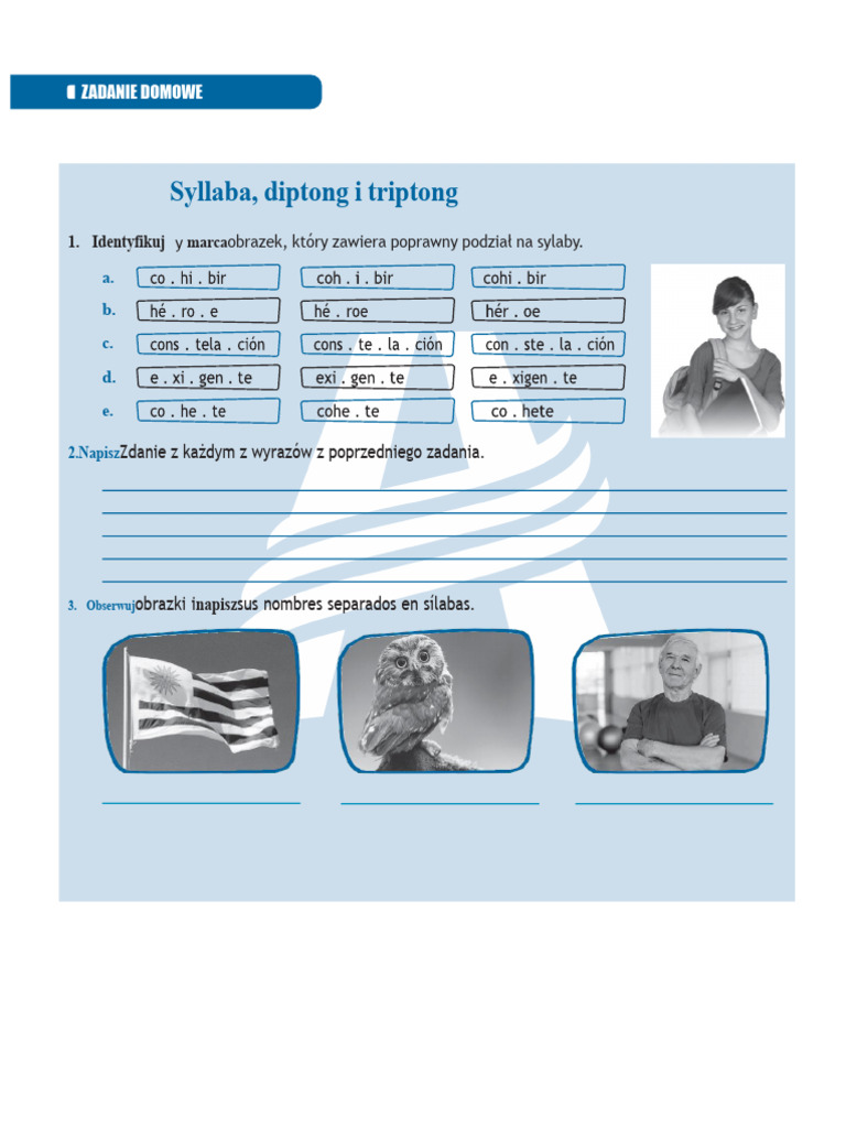ZADANIE DOMOWE N2 Syllaba, dyftong i tryptong | PDF