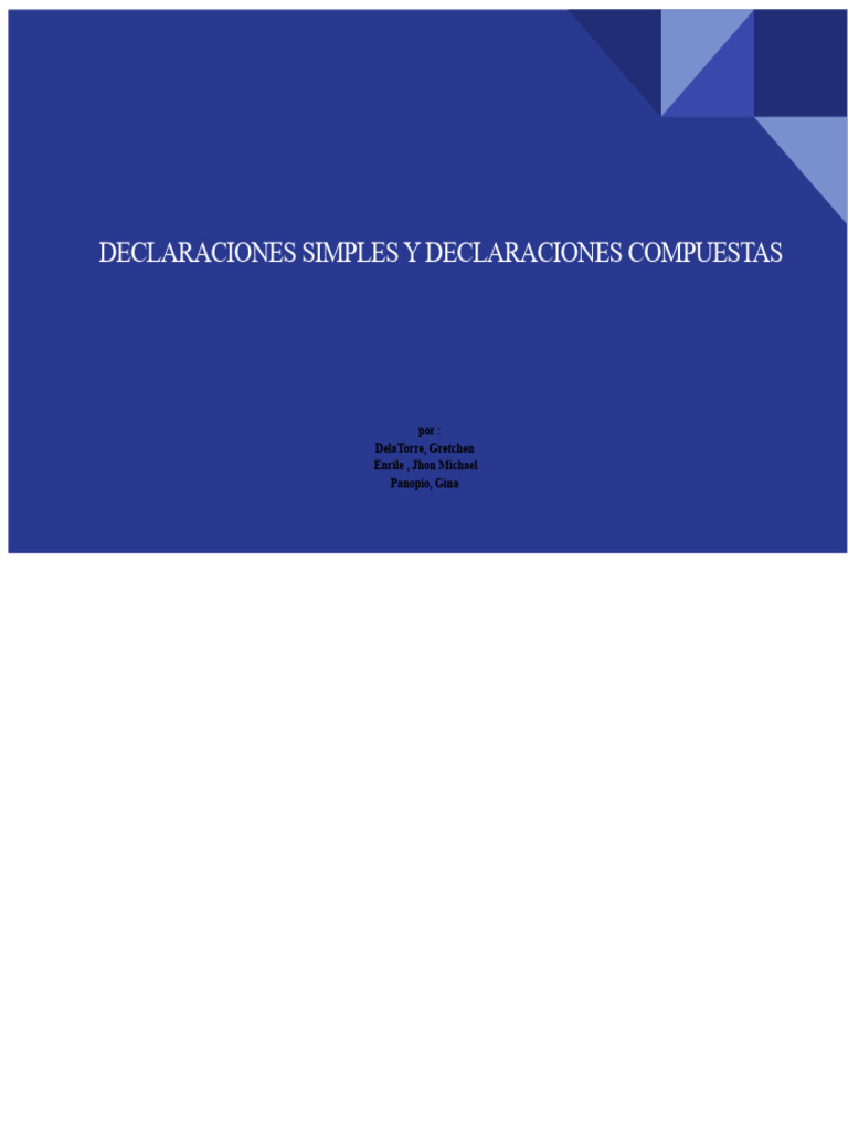 Declaraciones Simples y Declaraciones Compuestas | PDF | Proposición ...