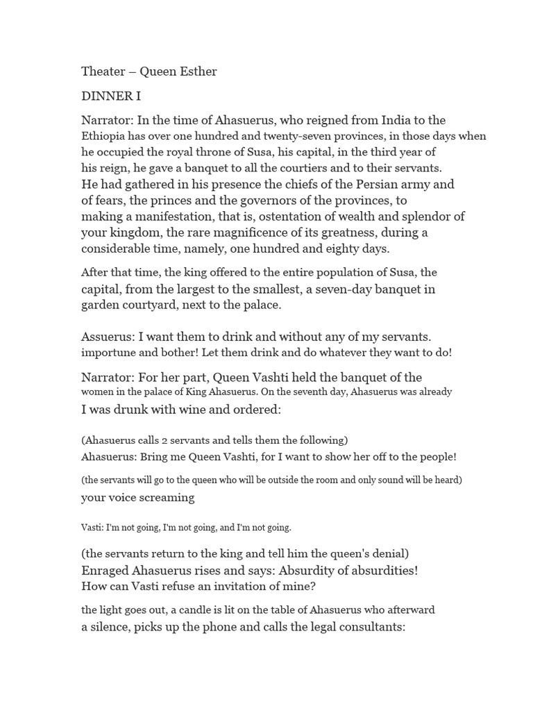 Queen Esther: A Dramatic Banquet Tale | PDF | Esther | Books Of The ...