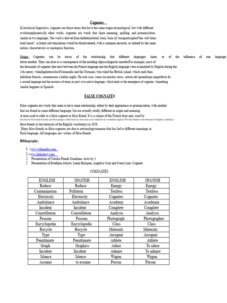 Understanding Cognates and False Friends | PDF | Textiles | Linguistics