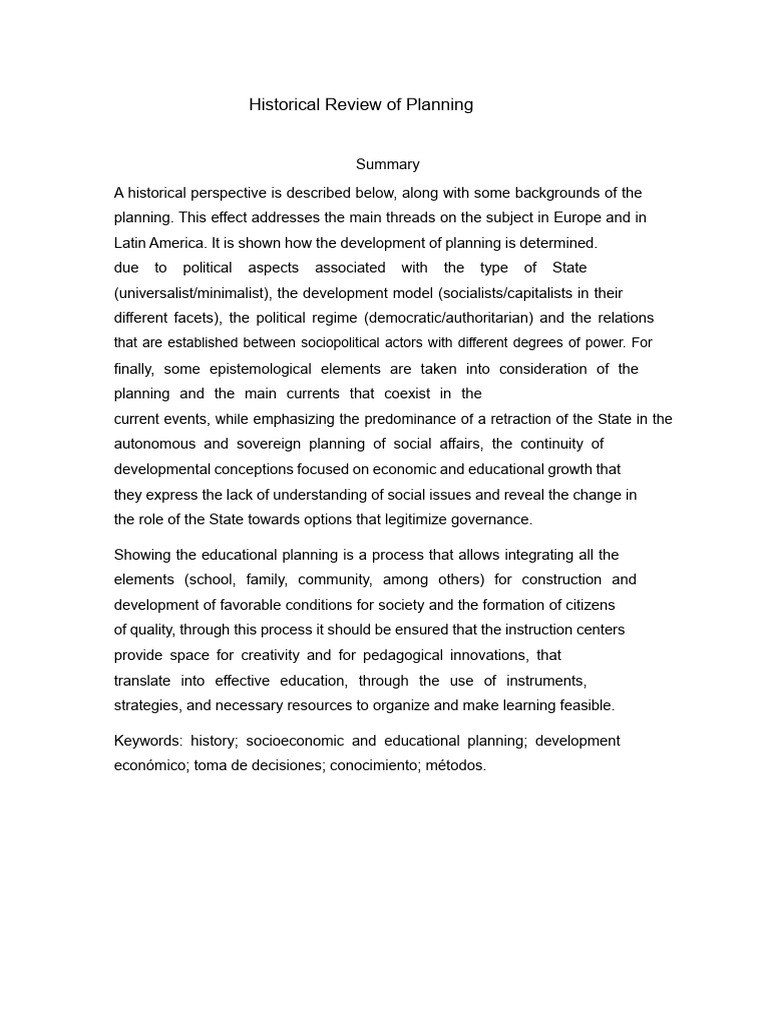 Historical Insights on Educational Planning | PDF | Goal | Planning