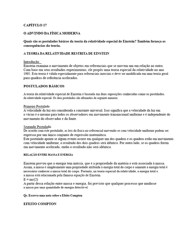 Notas de física fbise fsc 2 CAPÍTULO – 17 A CHEGADA DA FÍSICA MODERNA ...