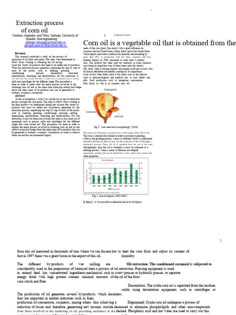 Corn Oil Extraction Process Explained | PDF | Maize | Nutrition