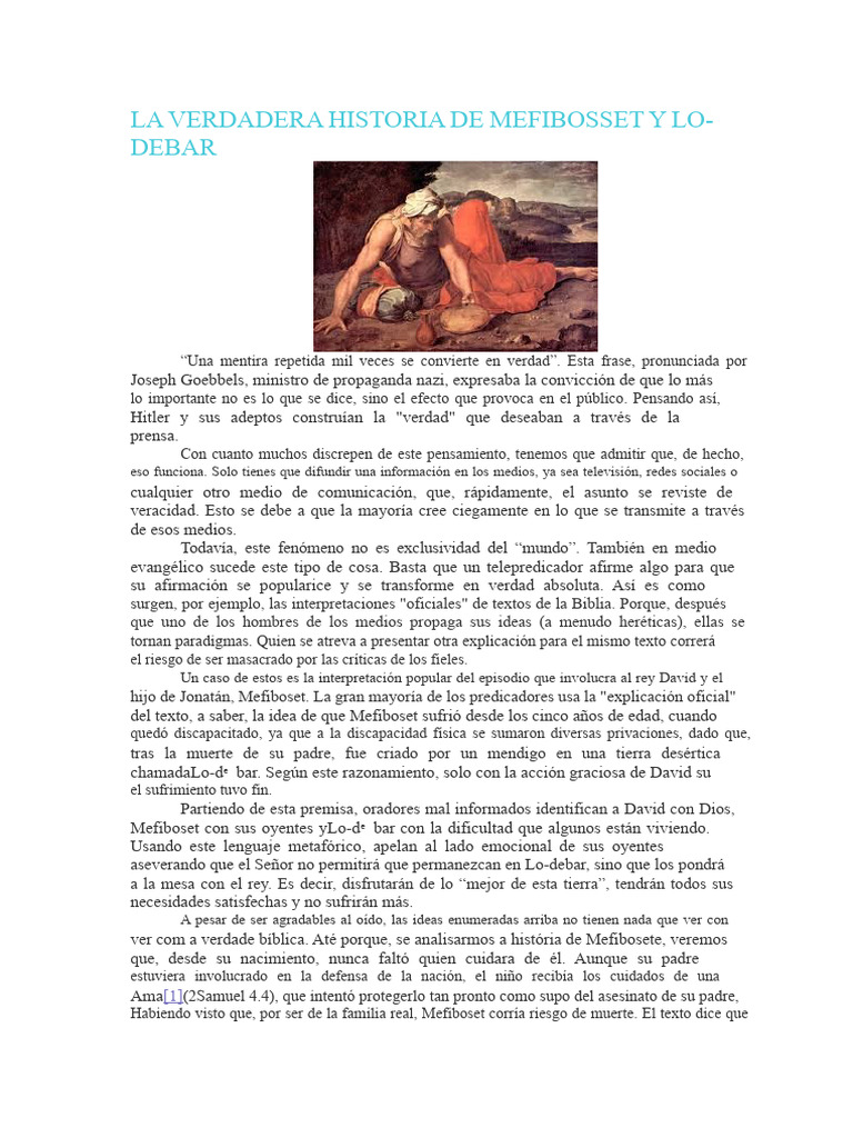 La verdad sobre Mefiboset y Lo-debar | PDF | Gracia divina | Tetragrammaton