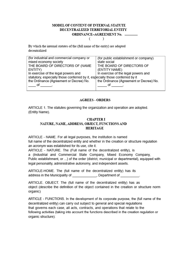 Administrative Act Model of Internal Statute | PDF | Employment | Board ...