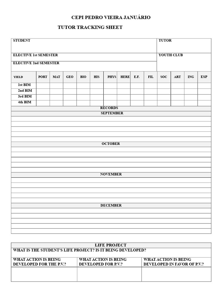 Individual Tutoring Form | PDF