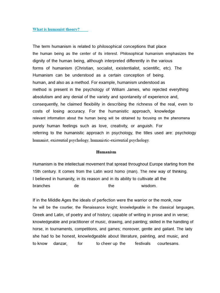 Understanding Humanist Theory Basics | PDF | Psychology | Humanistic ...
