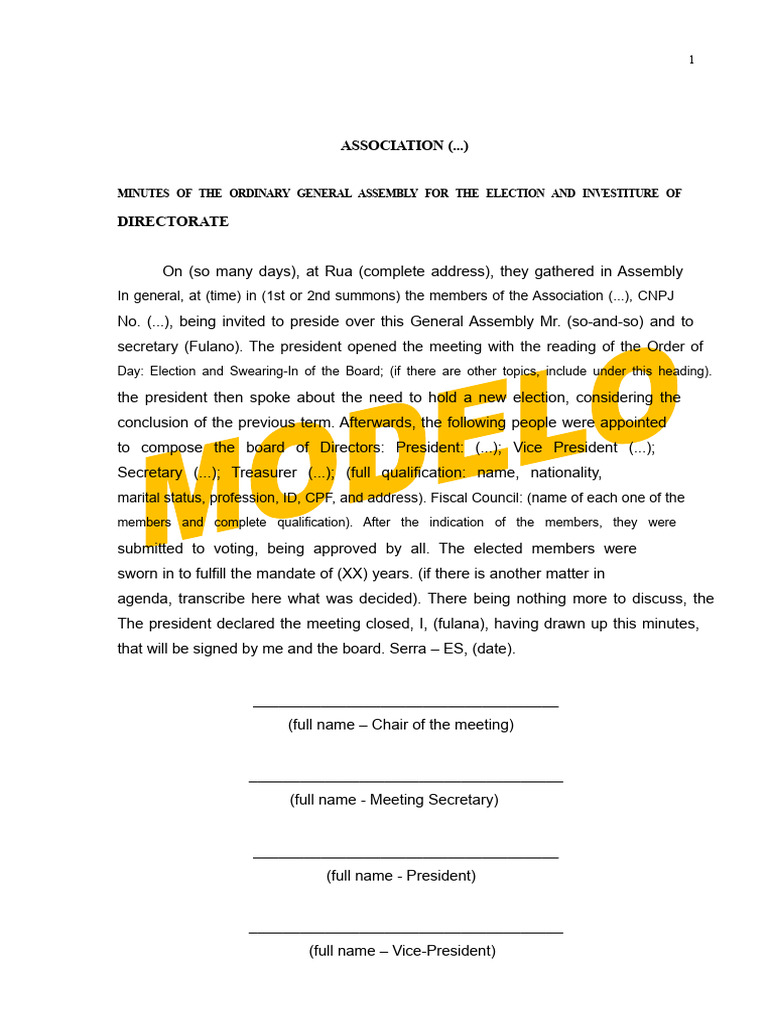 ELECTION MINUTES MODEL OK RCPJ.doc | PDF | Government | Governance