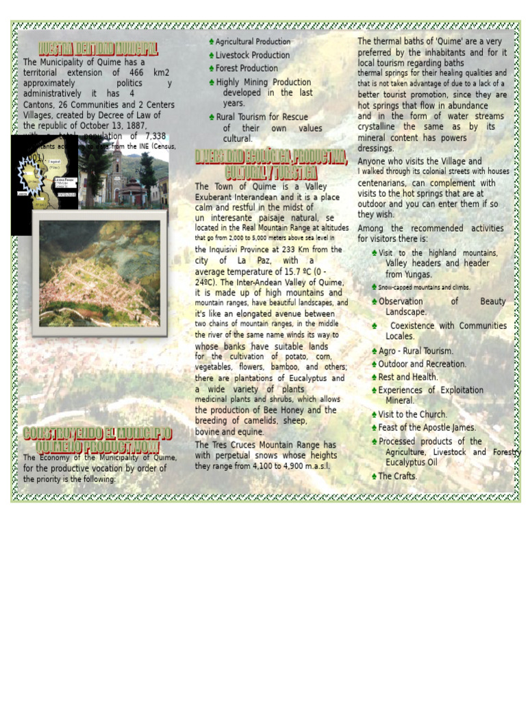 Quime: Thermal Springs & Rural Tourism | PDF | Mountains | Earth Sciences