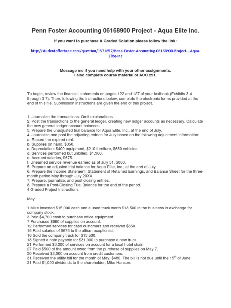 Aqua Elite Inc. Accounting Project | PDF | Expense | Dividend