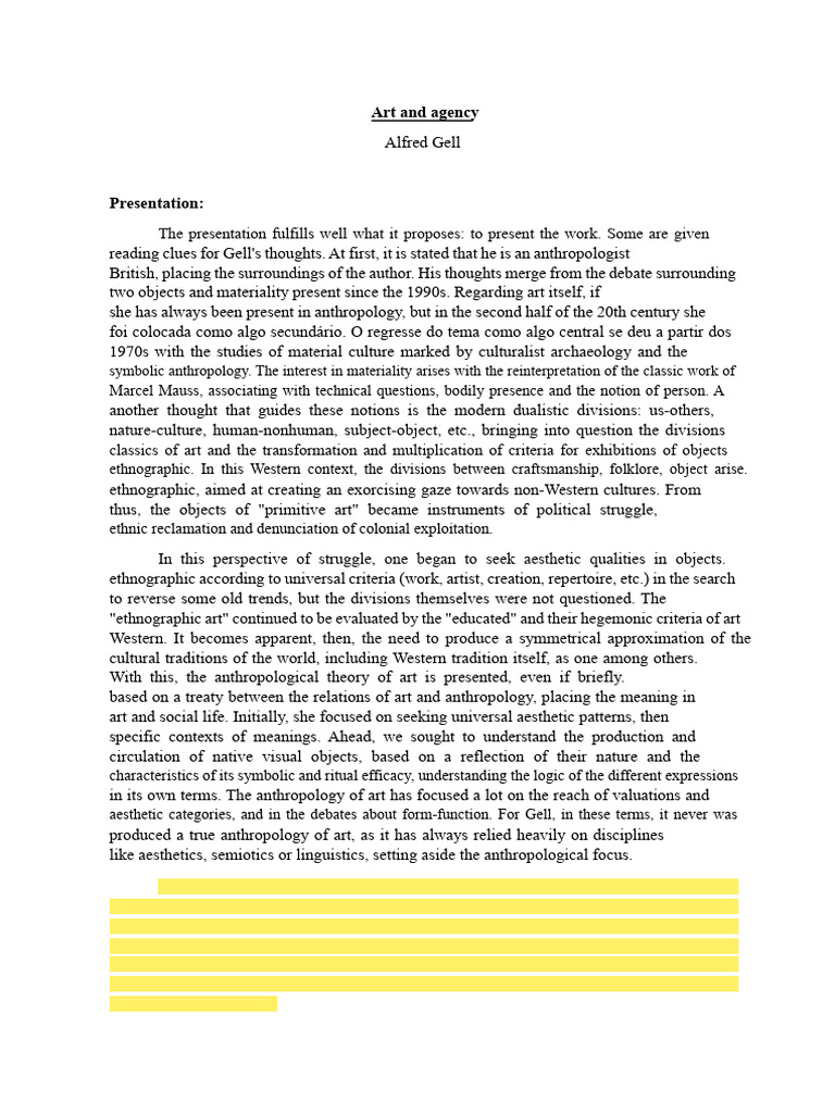 03 GELL, Alfred. Art and Agency | PDF | Anthropology | Intention