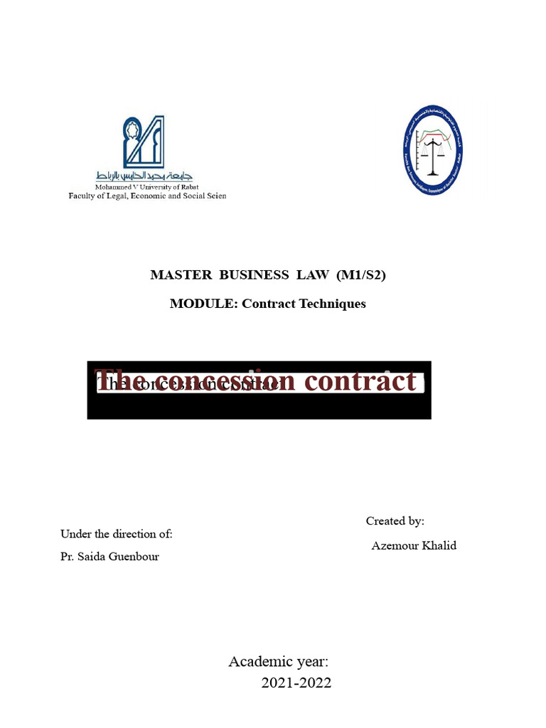 the concession contract (1) | PDF | Franchising | Private Law