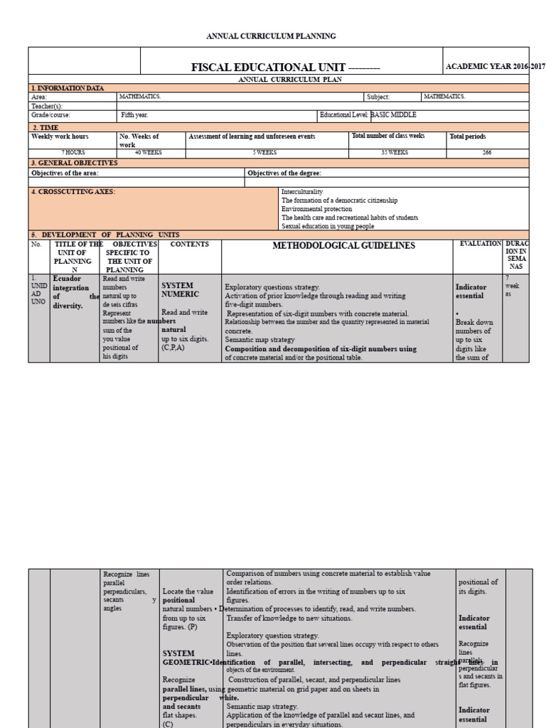 PCA MODEL - Mathematics - 5th Year - Basic Secondary Education | PDF ...