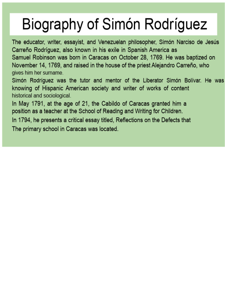 Biography of Simón Rodríguez | PDF