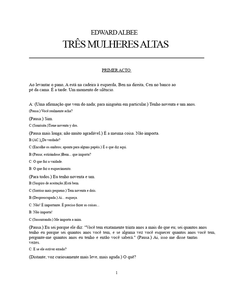 Albee, Edward. Três Mulheres Altas | PDF | Cavalos | Judeus