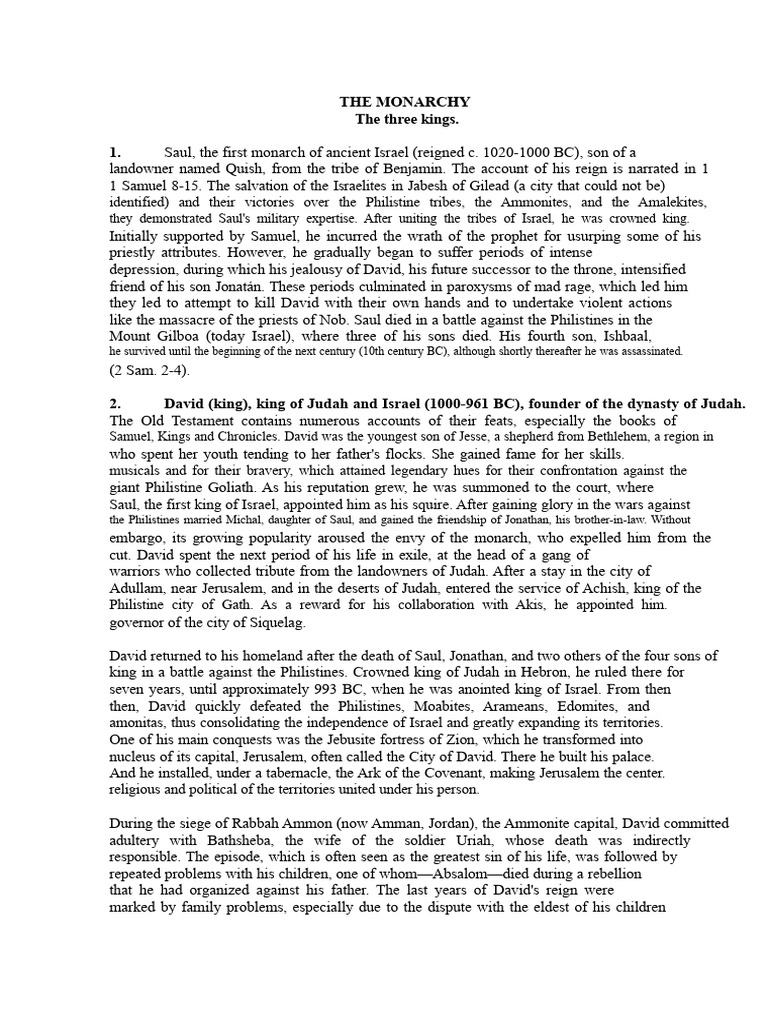Ancient Israel's Three Kings: Saul, David, Solomon | PDF | David | Saul