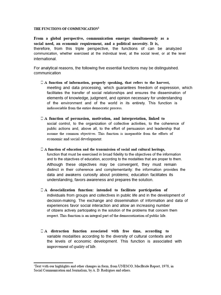 Key Functions of Communication Explained | PDF | Communication ...