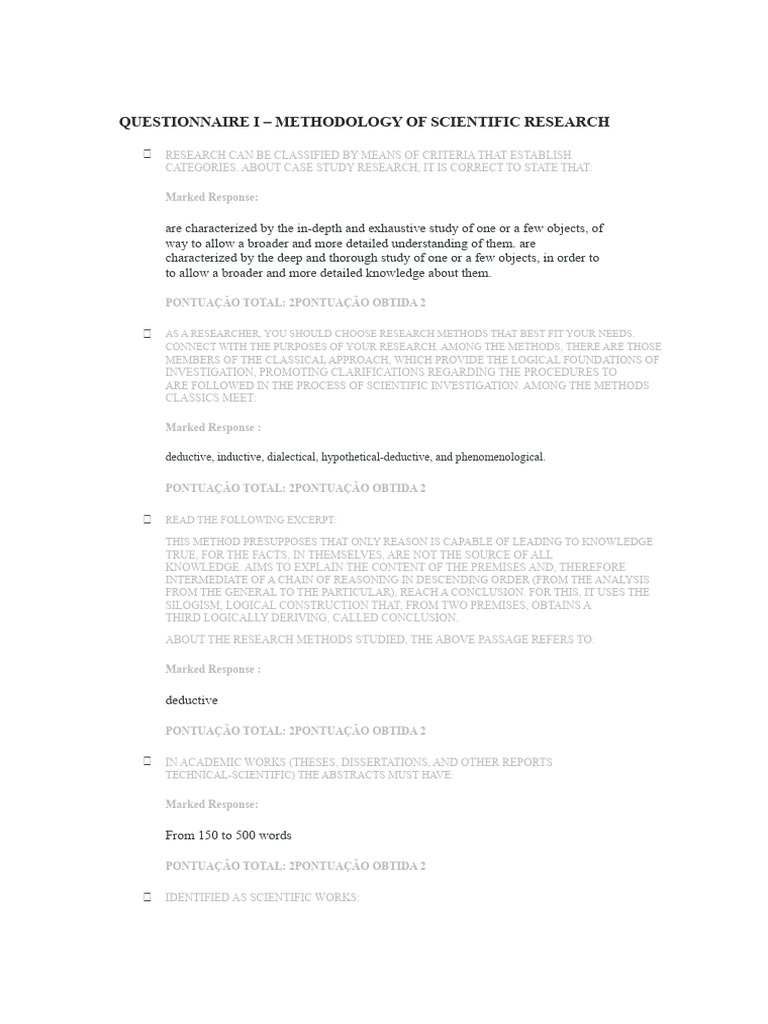QUESTIONNAIRE I Research Methodology | PDF | Methodology | Inductive ...