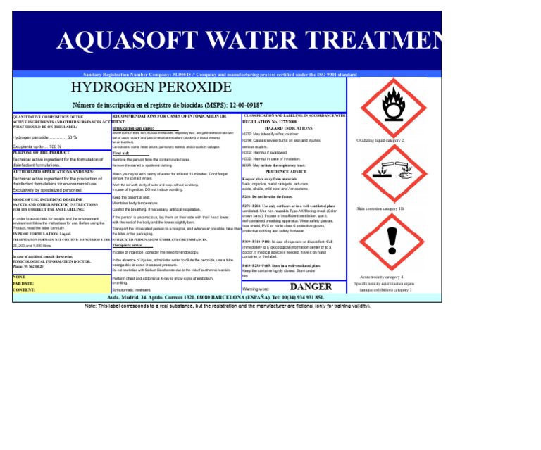 Annex 15 Hydrogen Peroxide Label. CLP. Feb 2012 | PDF | Hydrogen ...