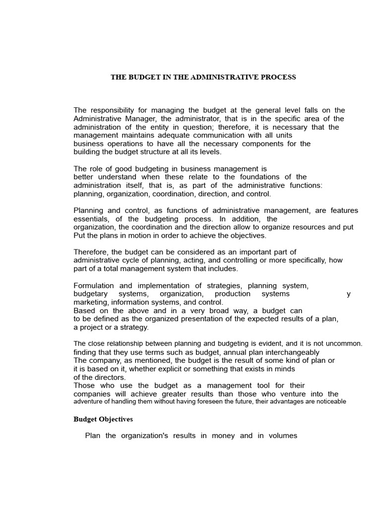 The Budget in the Administrative Process | PDF | Budget | Expense